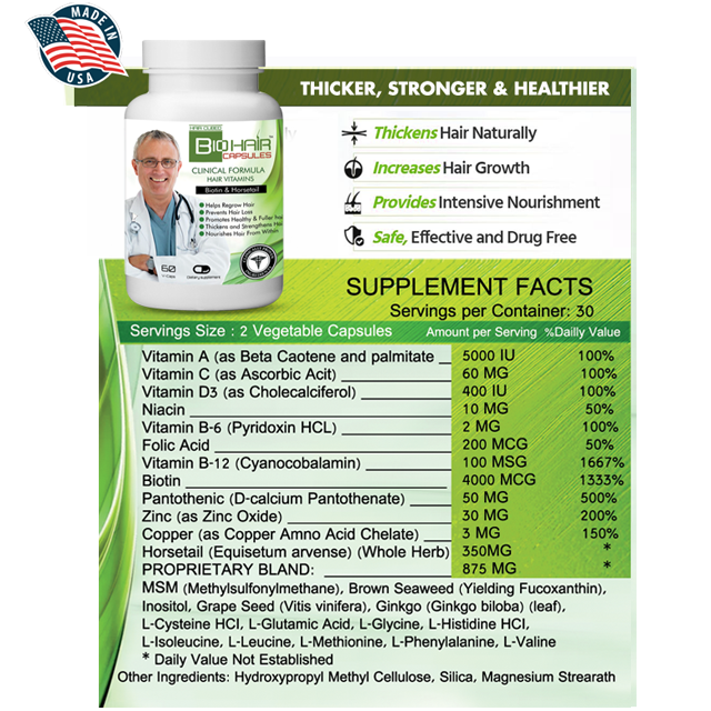 BioHair Capsules / 60 Capsules (Vegetarian) hair loss vitamins – HAIR ...